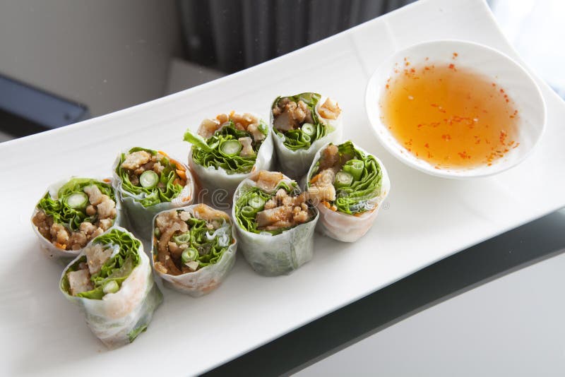 Fresh Thai Spring Rolls stock image. Image of paper - 158363487