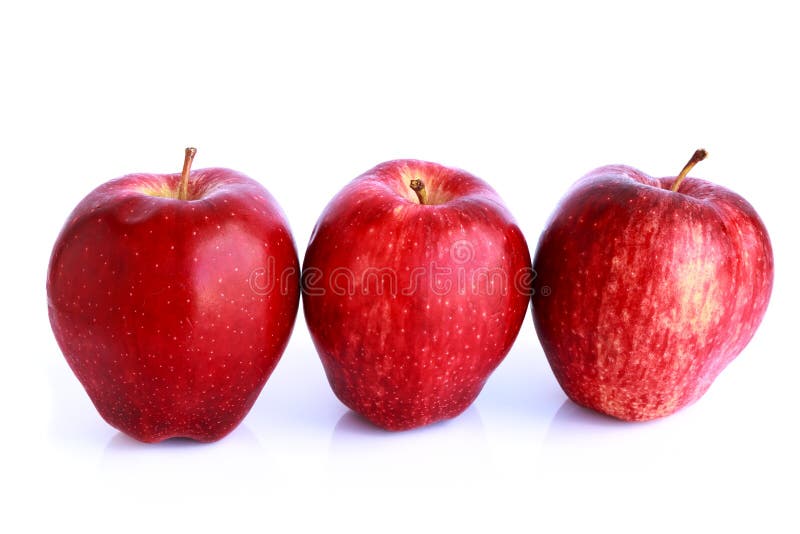 Fresh Three Red Apples Isolated Stock Photo - Image of apples, fresh ...
