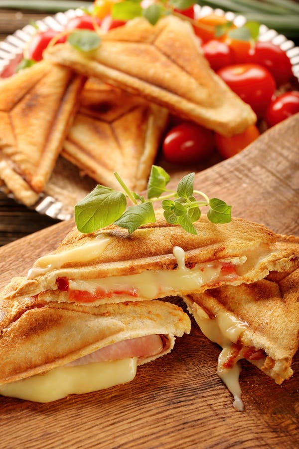 Fresh Toast with Cheese, Ham and Tomato Stock Image - Image of cuisine ...