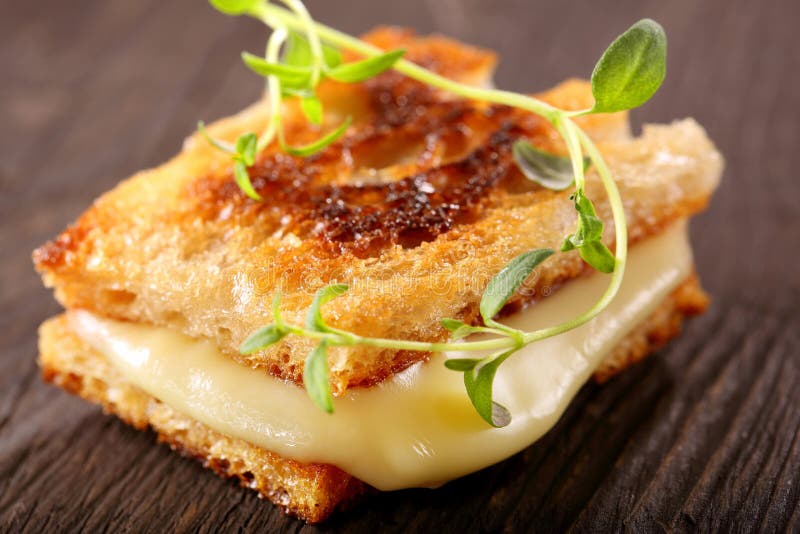 Fresh Toast with Cheese and Herbs Stock Image - Image of appetizer ...