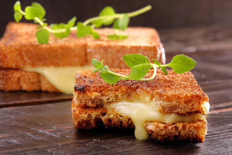 Fresh Toast with Cheese and Herbs Stock Photo - Image of white, sliced ...