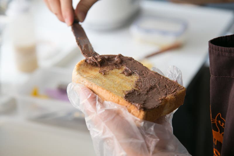 Fresh Toast with Chocolate Spread Stock Photo - Image of dessert, meal ...