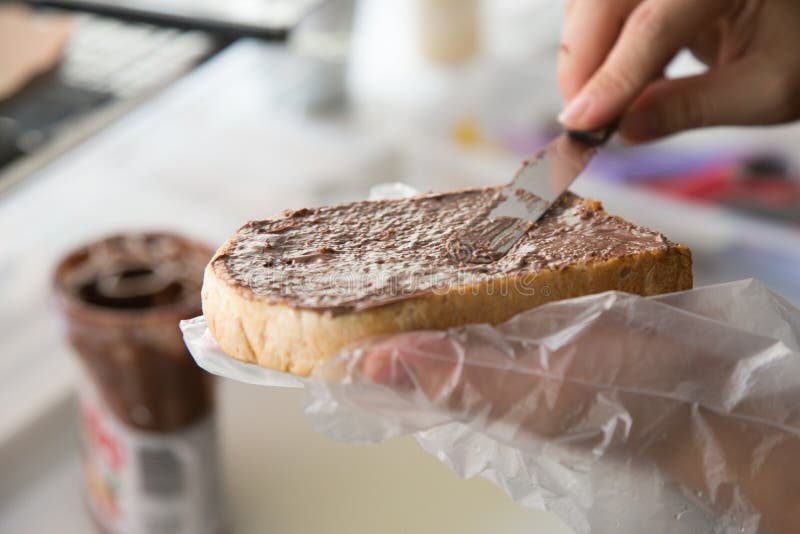 Fresh Toast with Chocolate Spread Stock Image - Image of meal, lunch ...