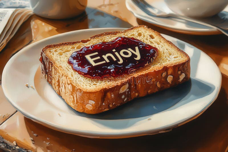 Fresh Toast with Jam and Rustic Breakfast Setup Stock Image - Image of ...