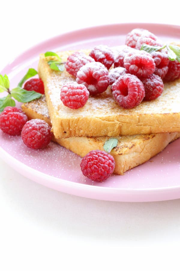 Fresh Toasted Toast with Raspberries Stock Image - Image of closeup ...