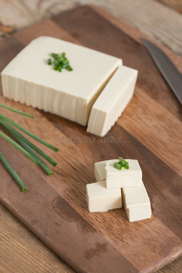 Fresh Tofu on Cutting Board. Stock Photo - Image of freshness, board ...