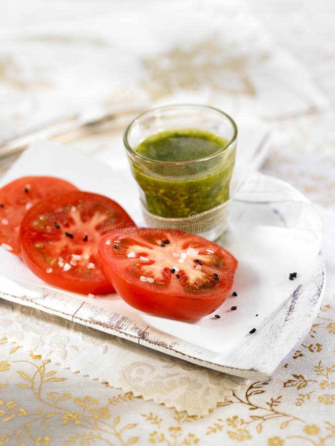 Fresh Tomato with Herb French Dressing Stock Image - Image of dressing ...