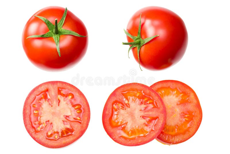 Fresh Tomato Slices Isolated on White Background. Close Up Stock Photo ...