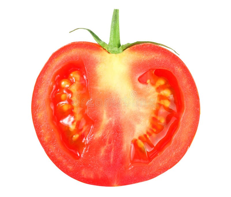 Fresh Tomato Slices Isolated on White Background. Top View Stock Image ...