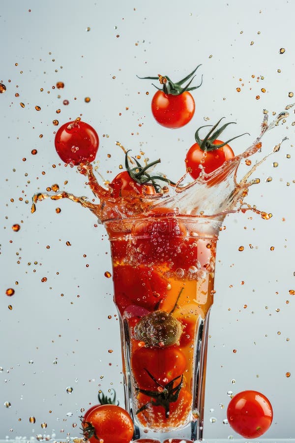 Fresh Tomato Splash in Glass: Vibrant, Juicy and Dynamic Stock Photo ...