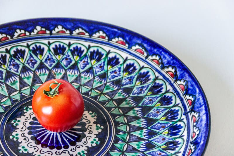 Fresh Tomato on Traditional Oriental Ceramic Plate Stock Image - Image ...