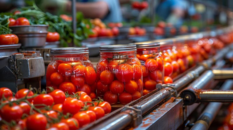 Fresh Tomatoes Being Washed Water Jets Processing Facility, Processing ...
