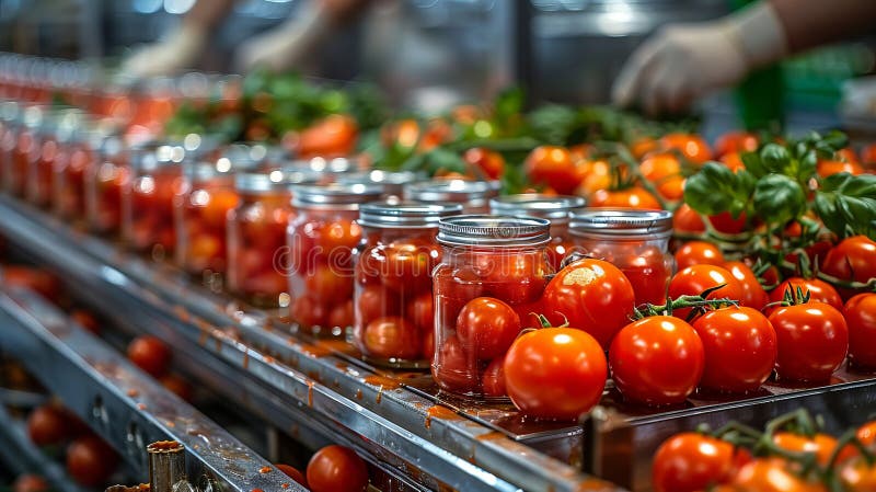 Fresh Tomatoes Being Washed Water Jets Processing Facility, Processing ...