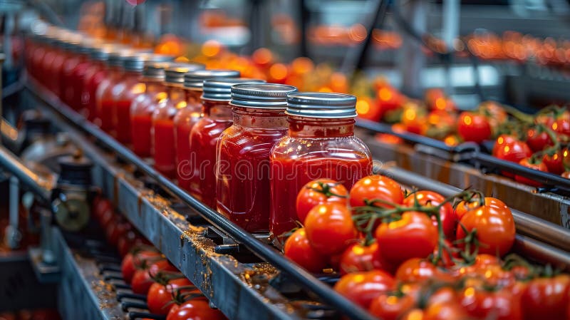 Fresh Tomatoes Being Washed Water Jets Processing Facility, Processing ...