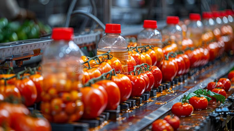 Fresh Tomatoes Being Washed Water Jets Processing Facility, Processing ...
