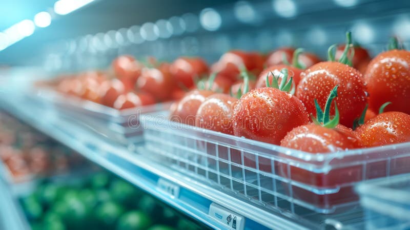 Fresh Tomatoes in Grocery Store Display Stock Illustration ...