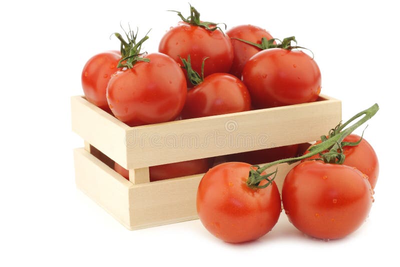 Fresh Tomatoes in a Wooden Box Stock Photo - Image of isolated, diet ...