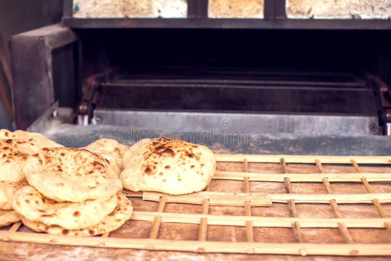 Fresh Traditional Arab Bread on Shell for Sell Stock Photo - Image of ...