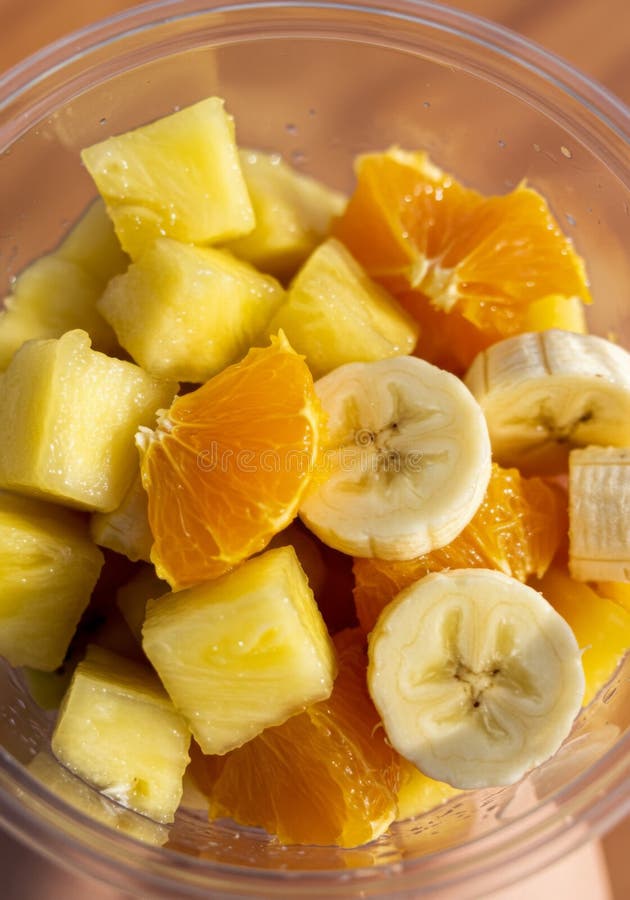 Fresh Tropical Fruit Salad in a Clear Bowl Stock Illustration ...