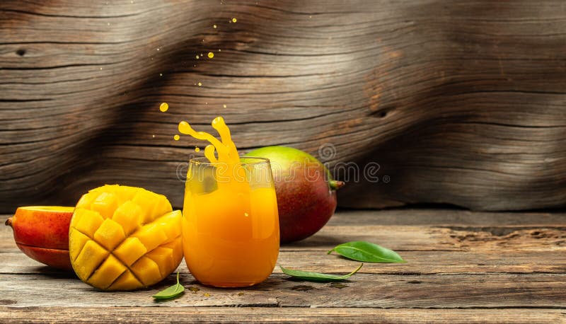 Fresh Tropical Fruit Smoothie Mango Juice. Freeze Motion Splash Drops ...