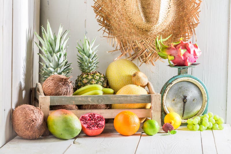 Fresh tropical fruits stock photo. Image of exotic, orange - 92301810