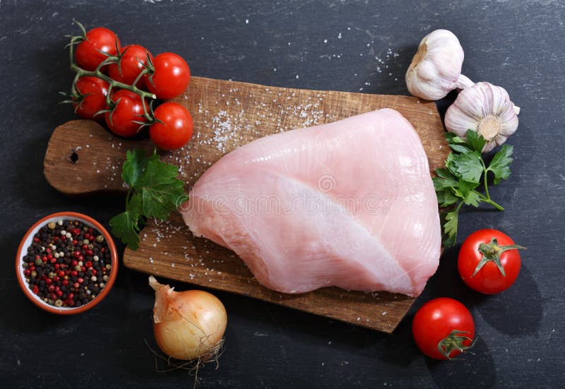Fresh Turkey Meat with Ingredients for Cooking Stock Photo - Image of ...