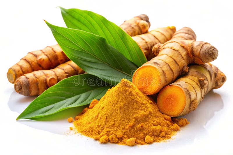 Fresh Turmeric Root Isolated on White Background Stock Illustration ...