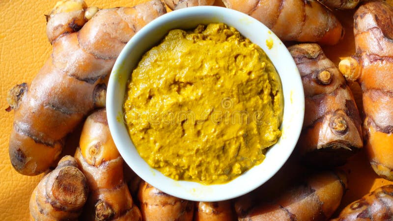 Natural Turmeric Root and Paste Preparation Stock Video - Video of ...