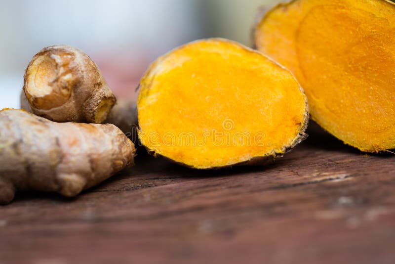 Fresh Turmeric on Wood Table Stock Image - Image of curry, isolated ...