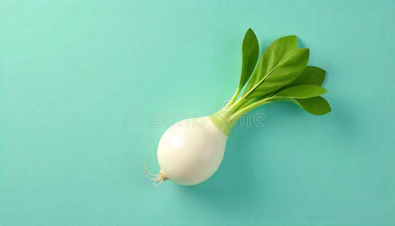 Fresh Turnip with Green Leaves on Turquoise Background Studio Stock ...