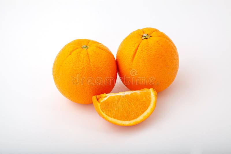 Fresh Two Whole Orange Fruit and One Segment Stock Photo - Image of ...