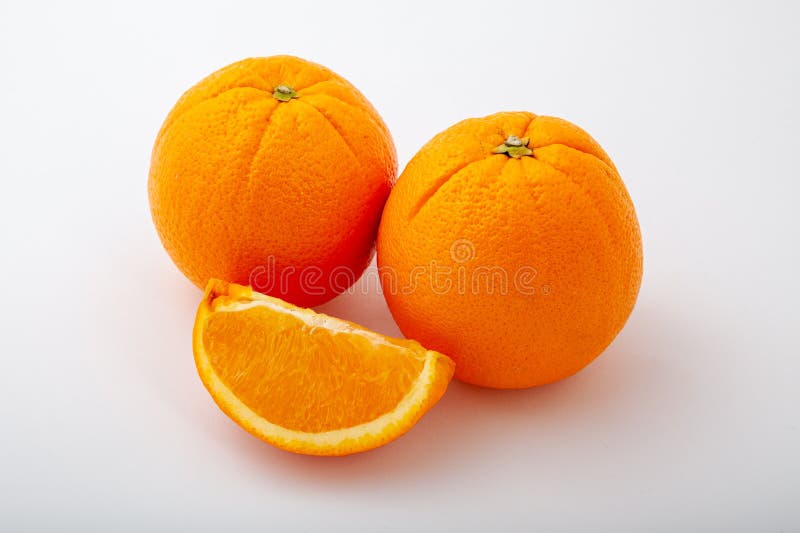 Fresh Two Whole Orange Fruit and One Segment Stock Photo - Image of ...