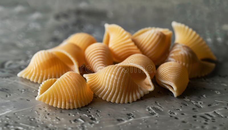 Fresh Uncooked Conchiglie Pasta on a Textured Surface in a Kitchen ...