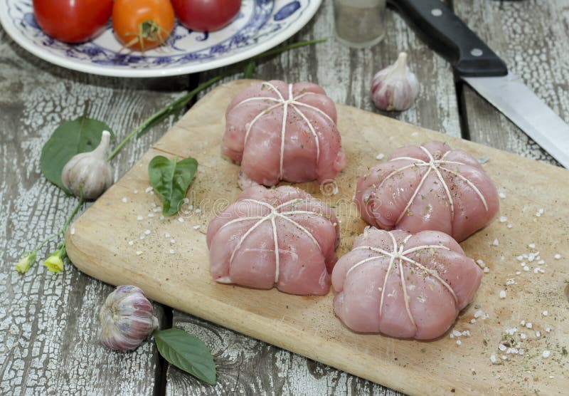 Fresh uncooked rabbit roll stock photo. Image of closeup - 61062208