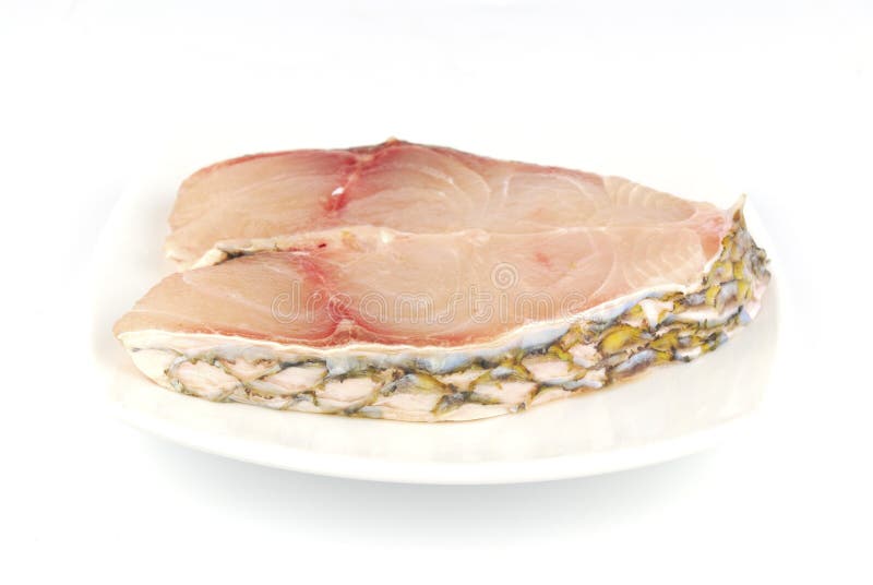 Fresh Uncooked Red Fish Meat Fillet on White Stock Image - Image of ...