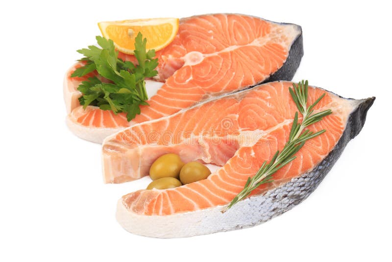 Fresh Uncooked Salmon Steaks. Stock Photo - Image of health, fresh ...