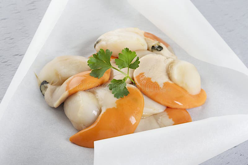 Fresh uncooked scallops stock photo. Image of isolated - 40017164