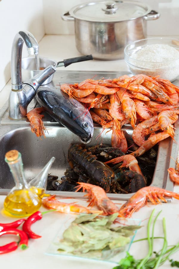 Fresh Uncooked Sea Food Specialties Stock Photo - Image of marine ...