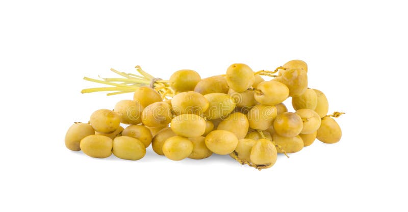 Fresh Undried Date Fruit Isolated on White. Stock Image - Image of ...