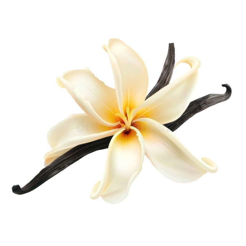Fresh Vanilla Flower Isolate Stock Photo - Illustration of orchid ...