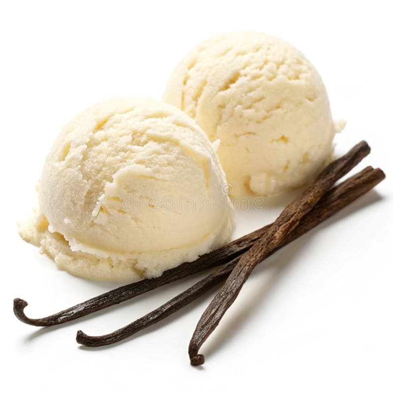 Fresh Vanilla Ice Cream with Vanilla Sticks Isolated on White ...
