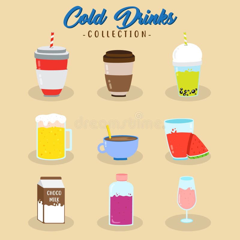 Fresh Various Cold Drink Vector Design Collection Stock Illustration ...