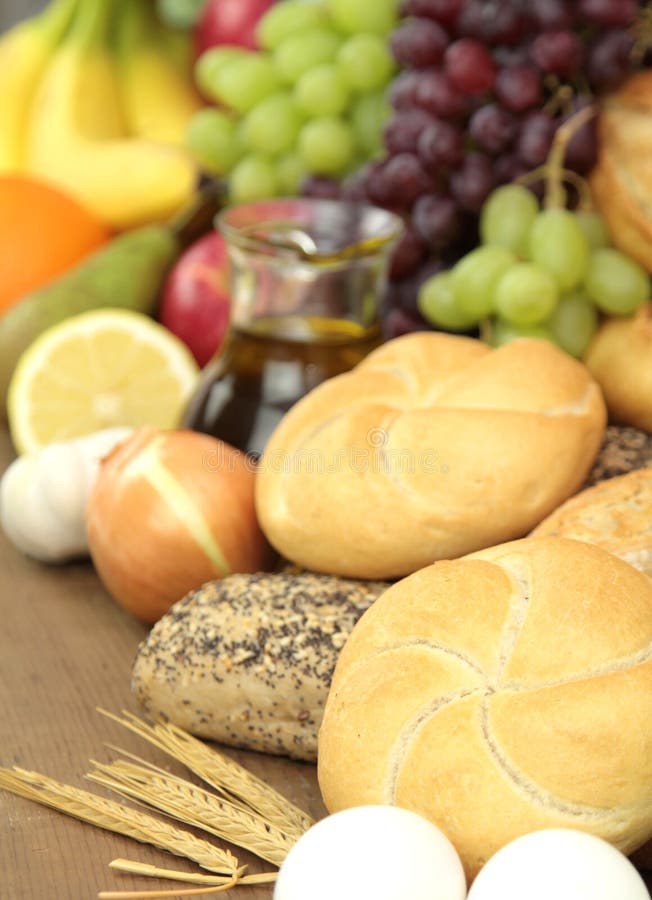 Fresh and Various Foods and Bread Stock Photo - Image of fresh ...