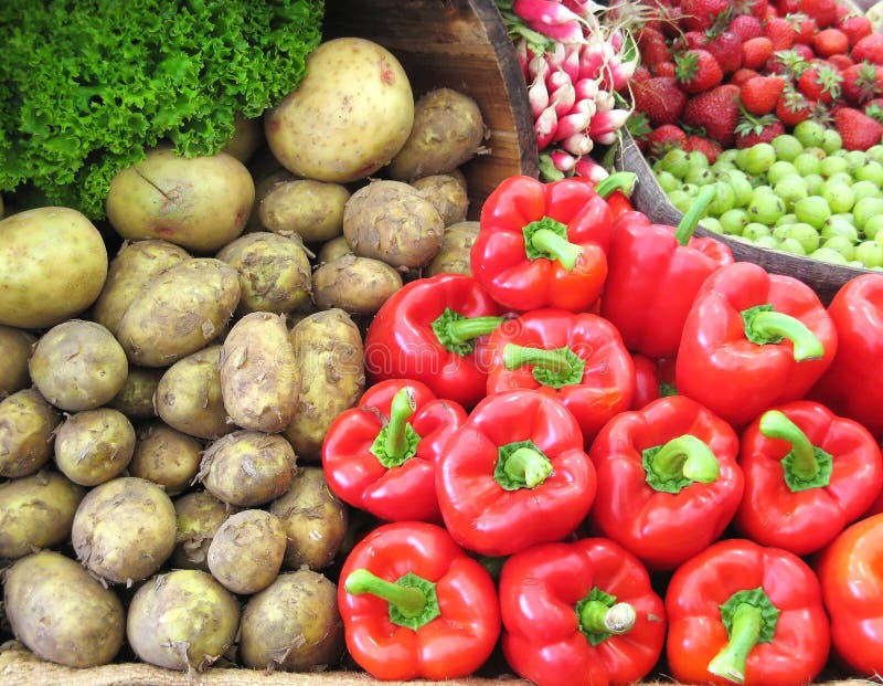 Fresh vegetable display stock photo. Image of piles, colours - 5730176