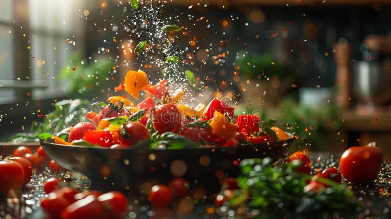 Fresh Vegetable Explosion in the Kitchen - Generative AI Stock Image ...