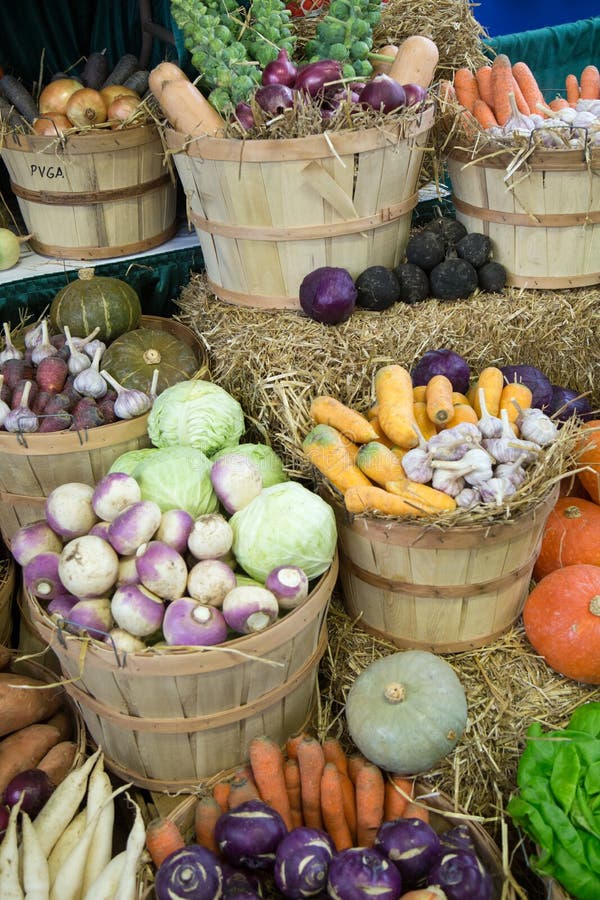 Fresh Vegetable Farm Baskets on Display Stock Image - Image of health ...