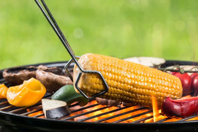 Fresh vegetable on grill stock image. Image of flame - 54295487