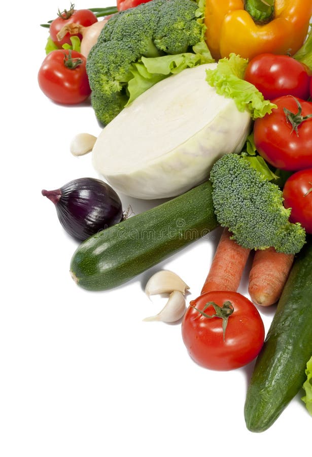 Fresh Vegetable with Leaves Isolated Over White Stock Image - Image of ...