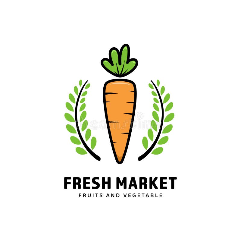 Fresh Vegetable Market Logo Icon with Carrot Icon Stock Vector ...