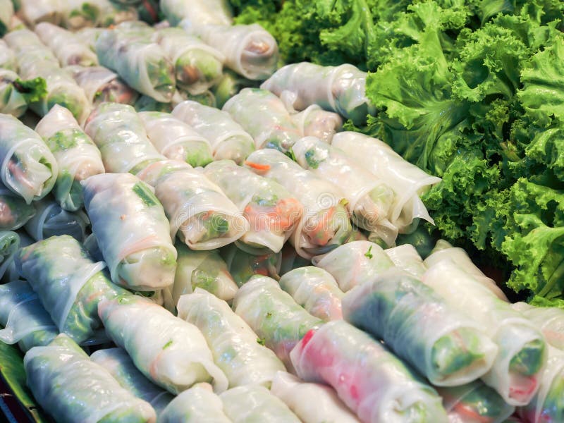 Fresh Vegetable Rice Sheet Rolls Stock Image - Image of eating ...